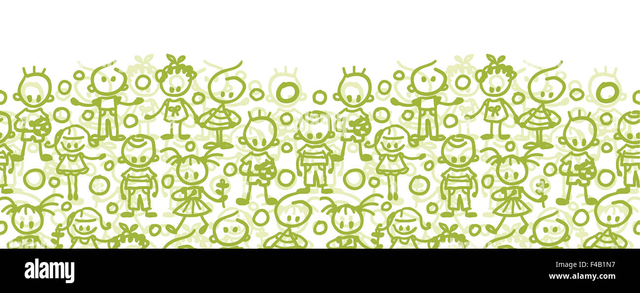 Children playing horizontal seamless pattern background border Stock ...