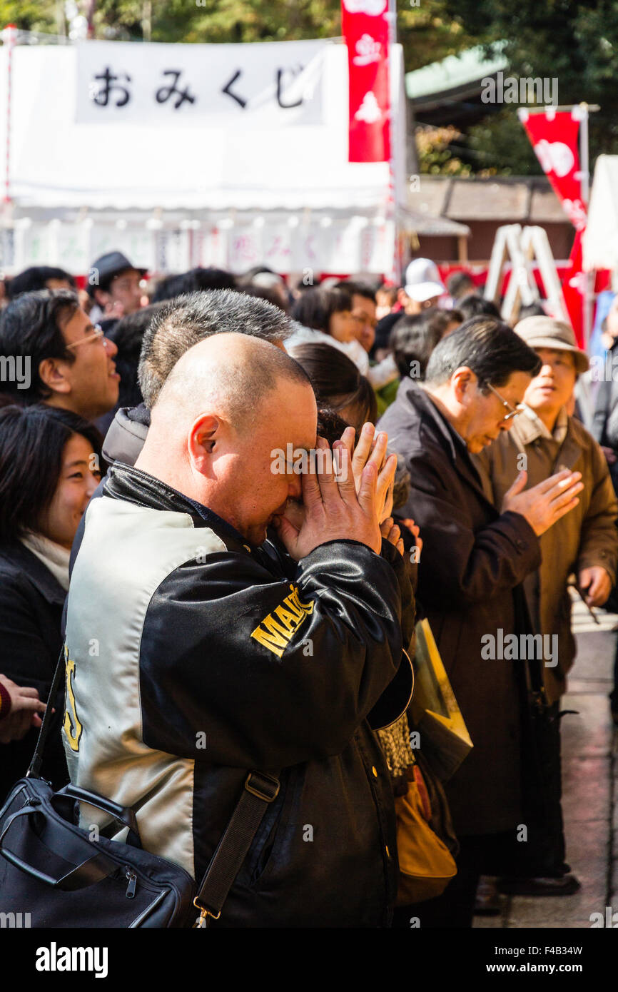 Kyoto, New Year, Shogatsu. Japanese adult male with shaven head ...