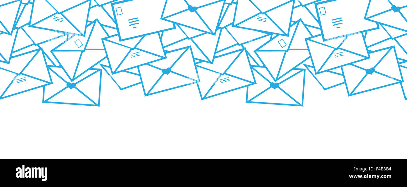 Postal letters envelopes line art horizontal seamless pattern ...