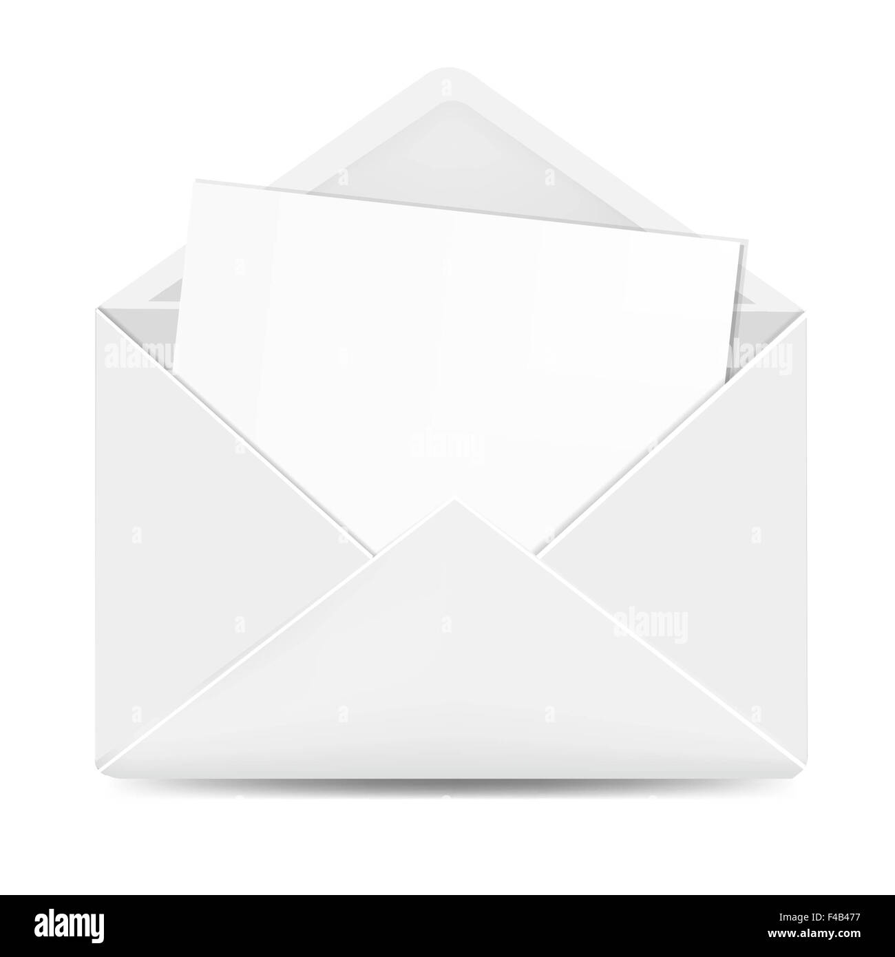 Open White Envelope With Paper Stock Photo - Alamy