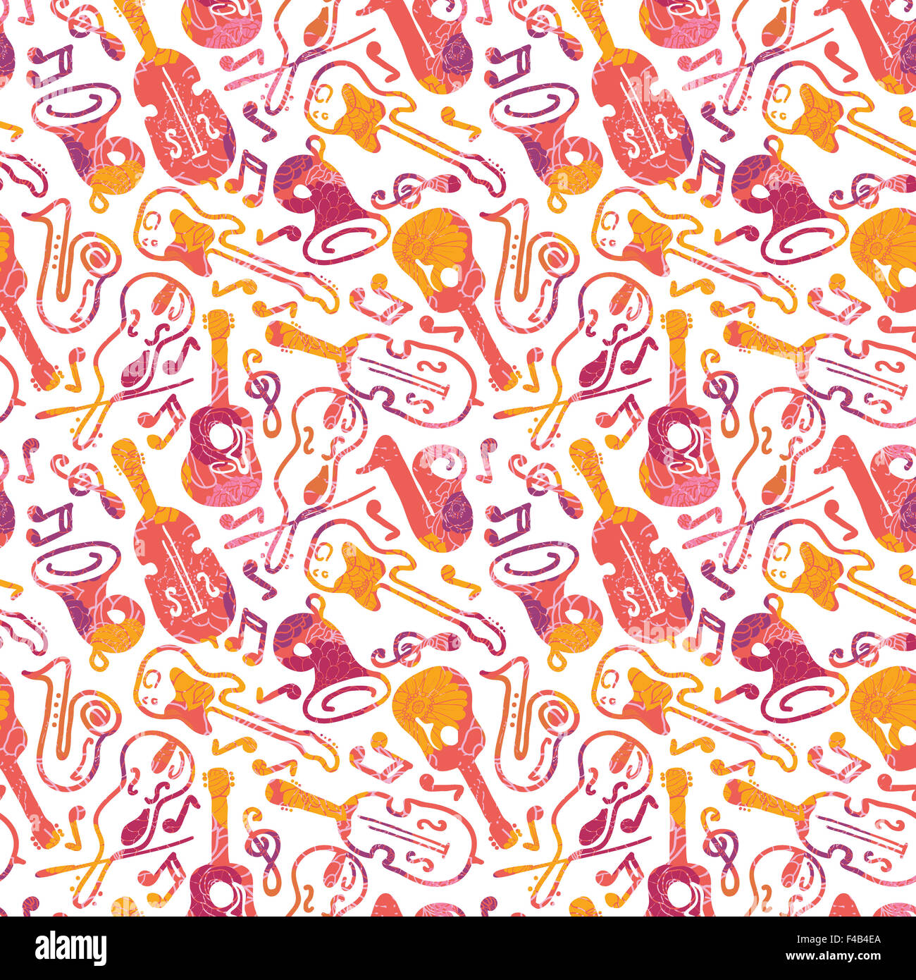 Colorful musical instruments seamless pattern Stock Photo - Alamy