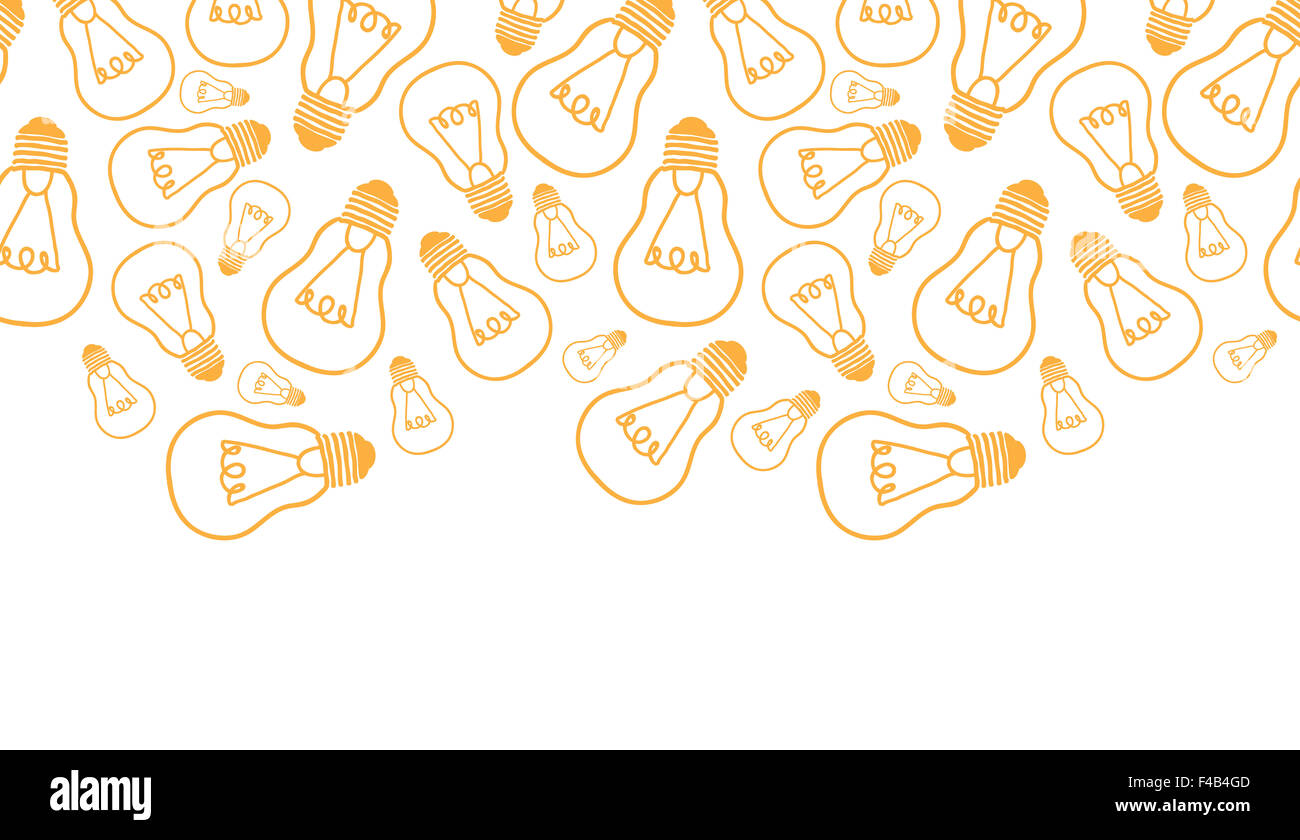 Light bulbs line art horizontal seamless pattern background border ...