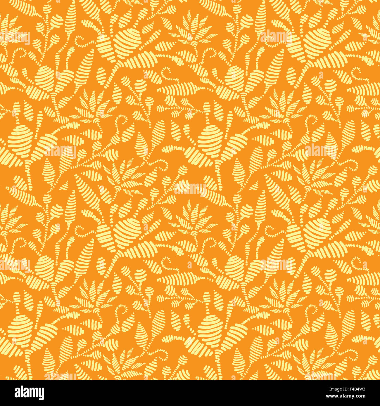 Golden floral embroidery seamless pattern background Stock Photo - Alamy