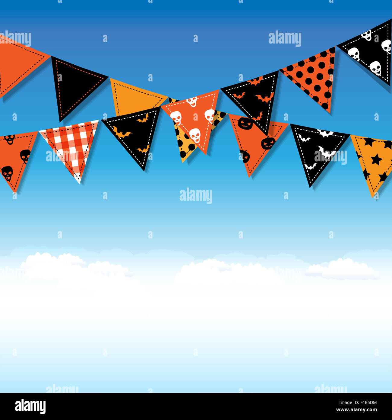 Halloween Bunting Flags With Sky Stock Photo - Alamy