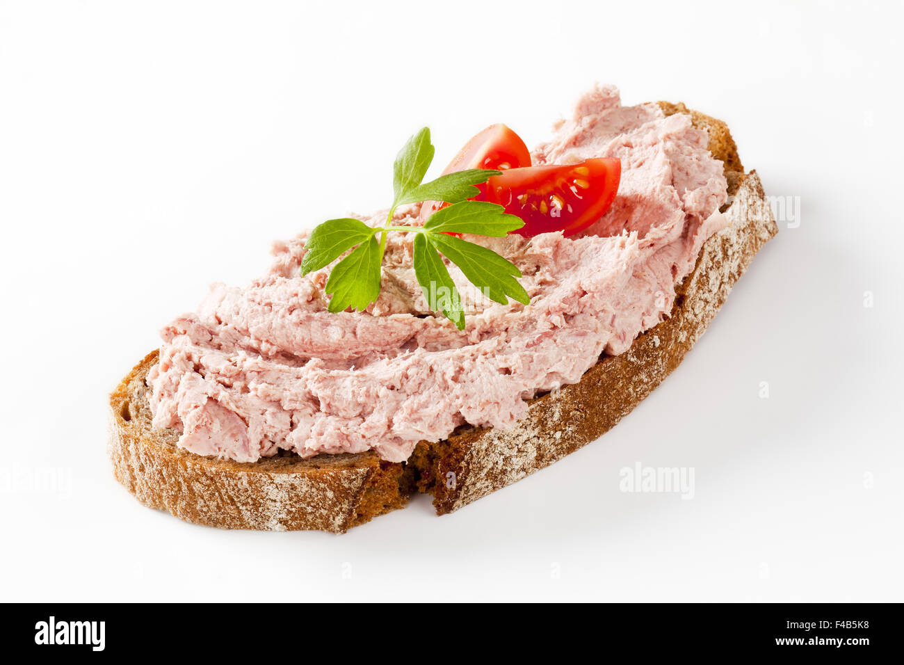 slice of bread with ham spread Stock Photo - Alamy