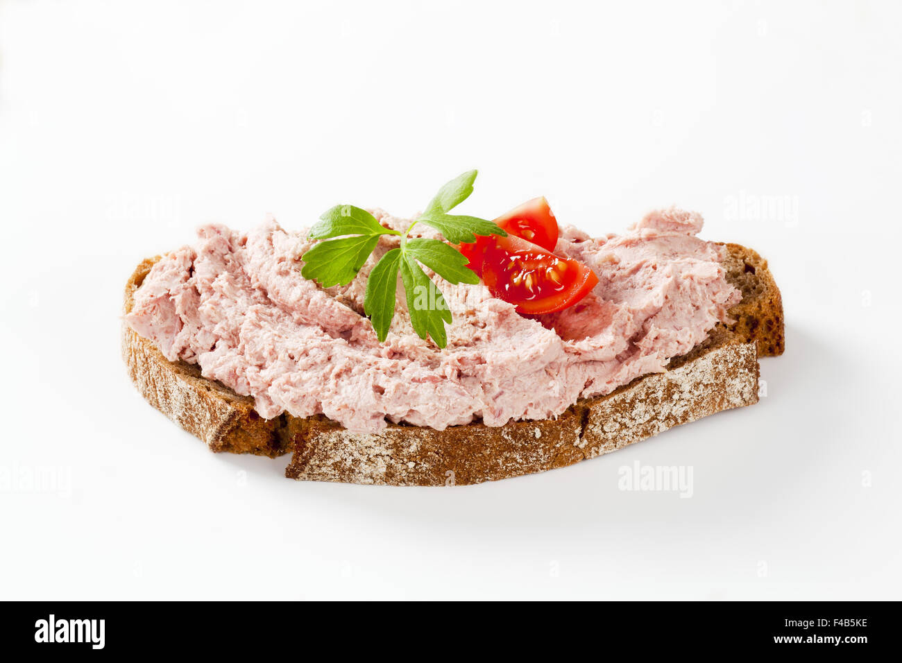 slice of bread with ham spread Stock Photo - Alamy