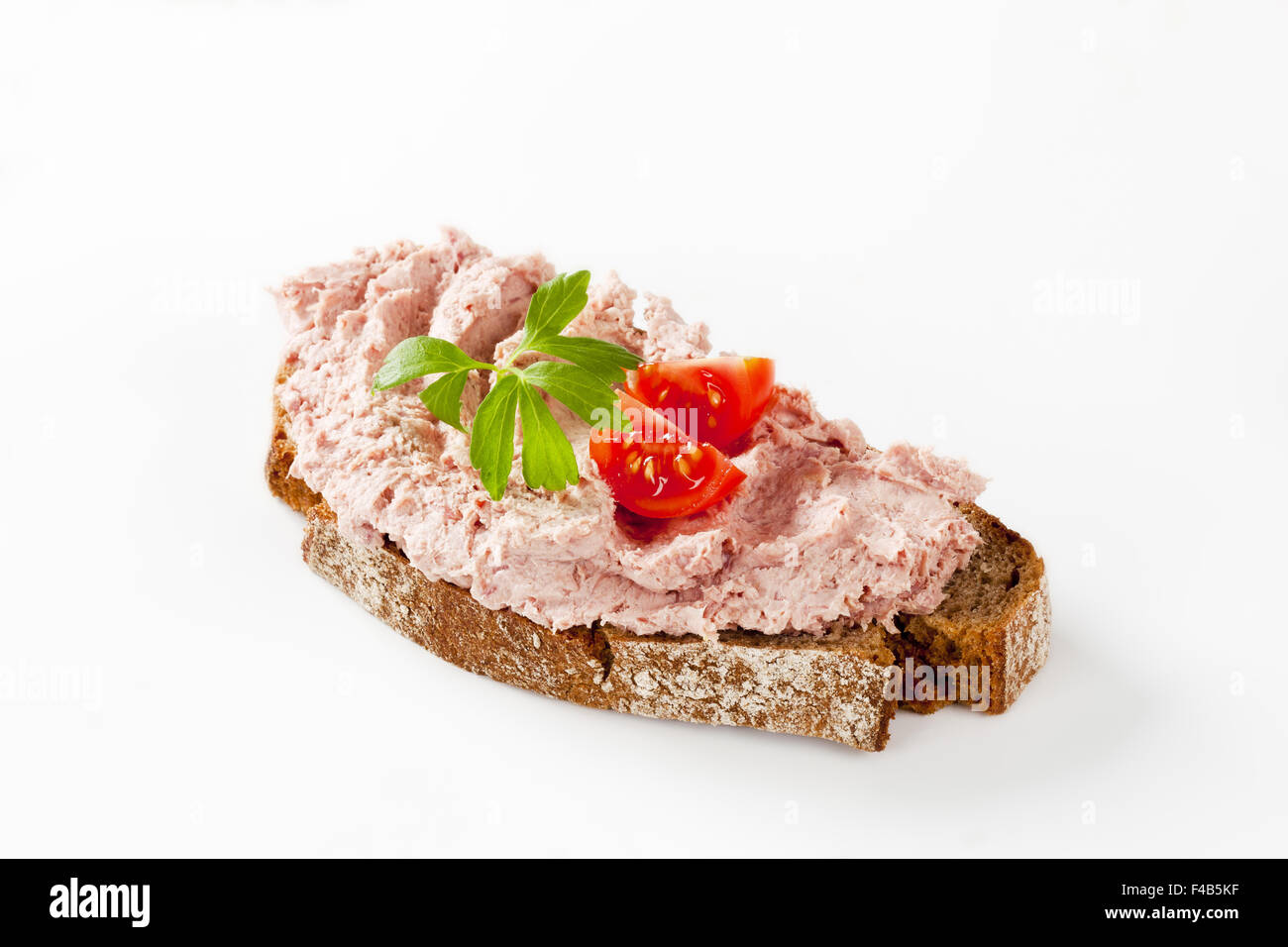 slice of bread with ham spread Stock Photo - Alamy