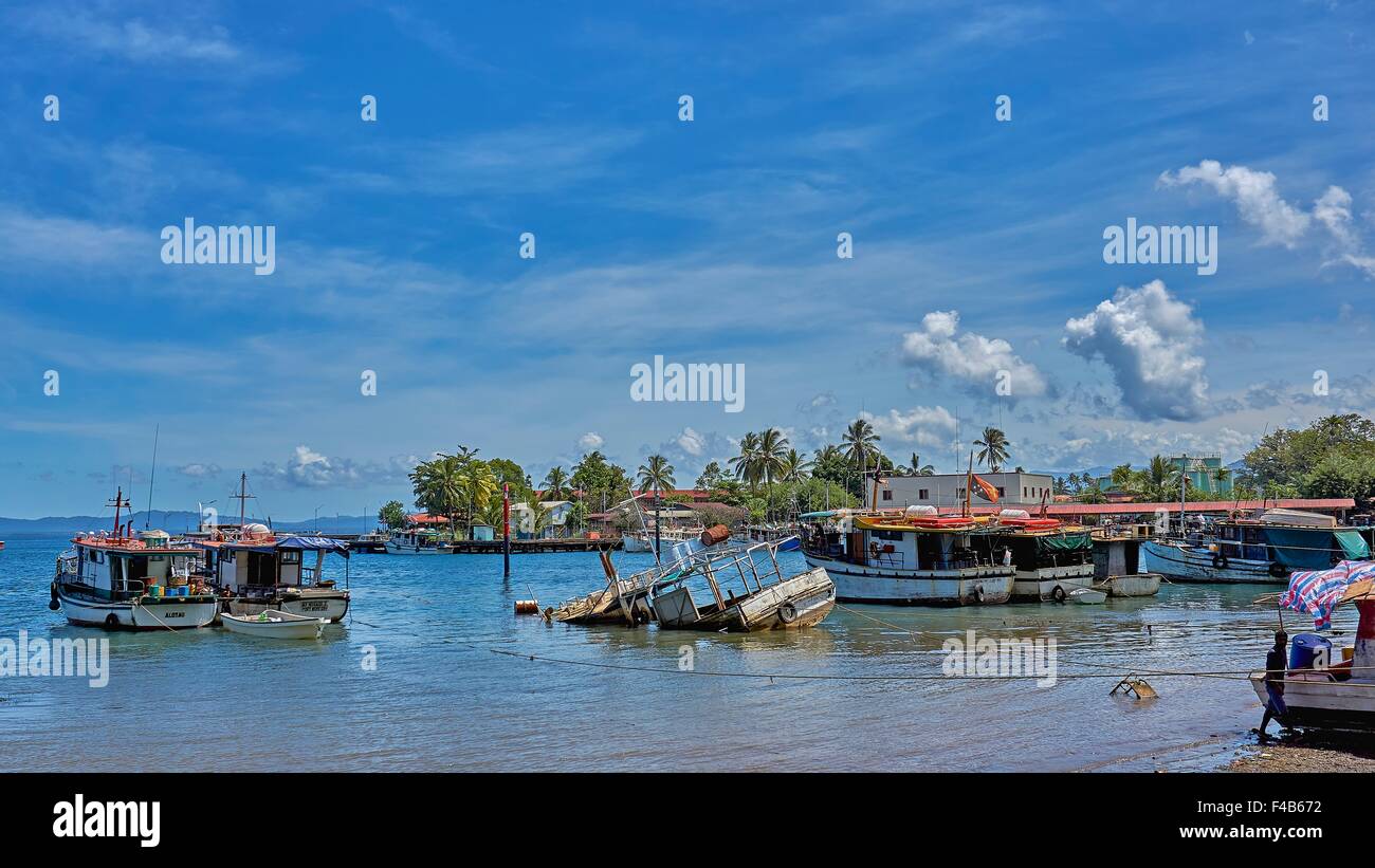 Alotau PNG Papua New Guinea Harbour Moored Fishing Boats Boat Tourism ...
