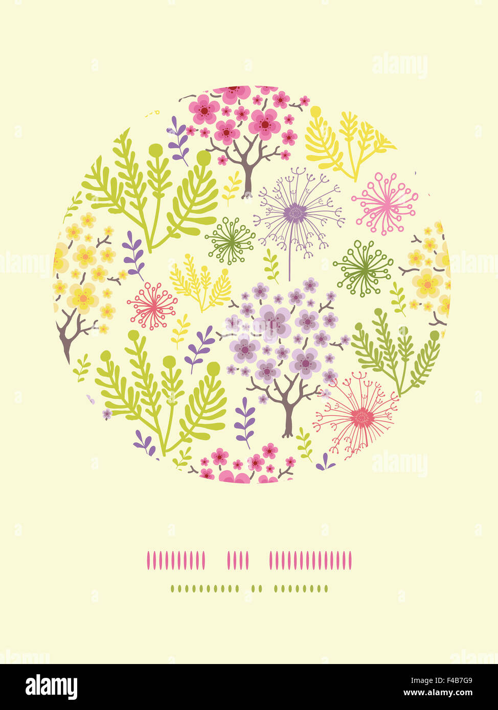 Blossoming trees circle decor pattern background Stock Photo - Alamy