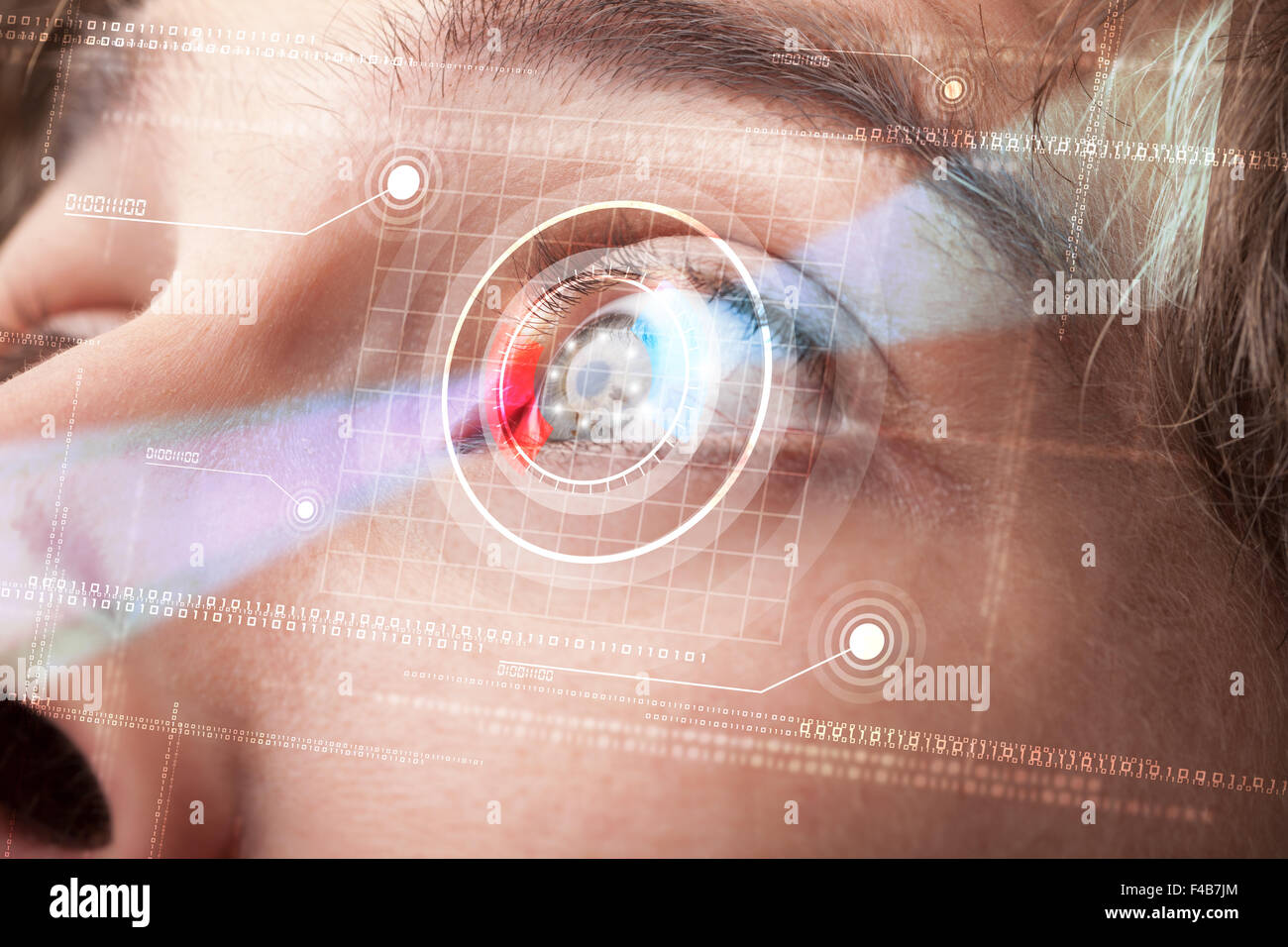Cyber man with technolgy eye looking Stock Photo - Alamy