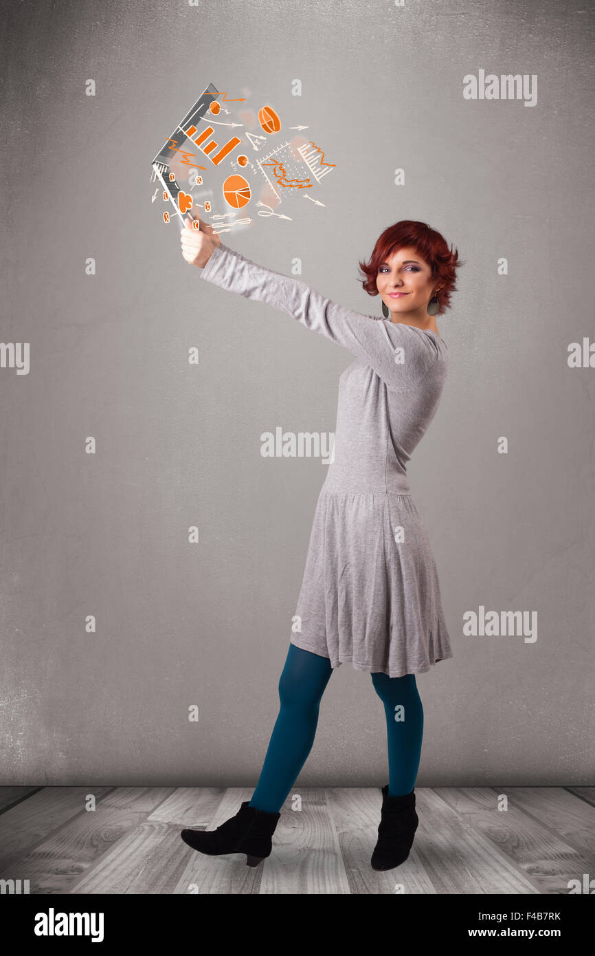 Beautiful lady holding notebook graphs hi-res stock photography and ...