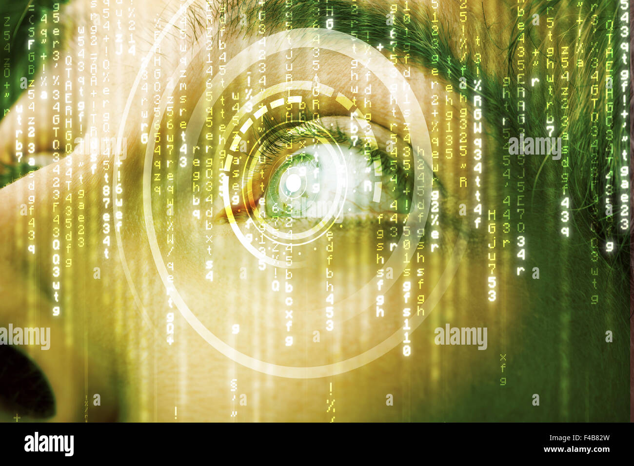 Modern cyber soldier with target matrix eye Stock Photo - Alamy