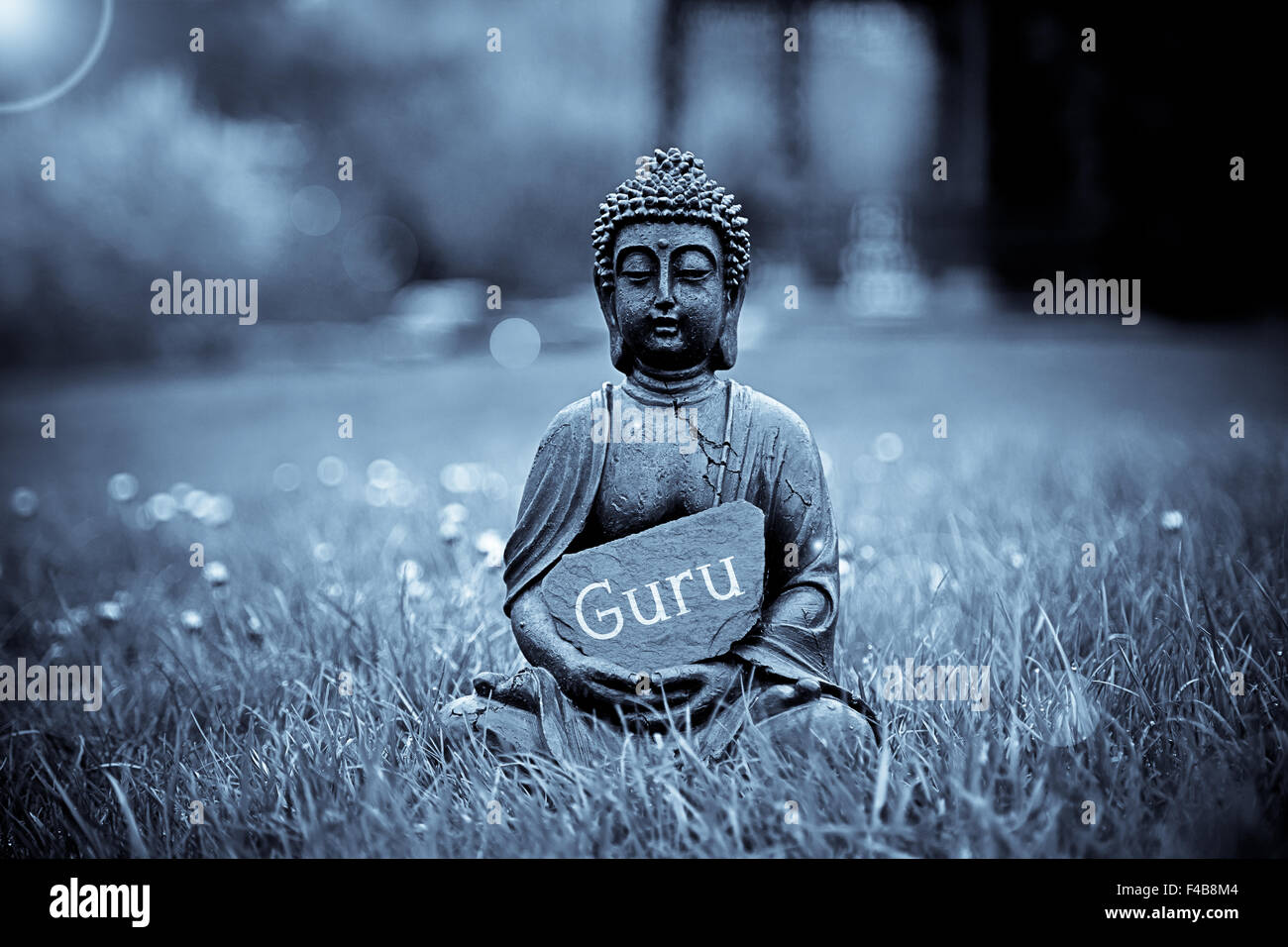 The word Guru with Buddha Statue Stock Photo - Alamy