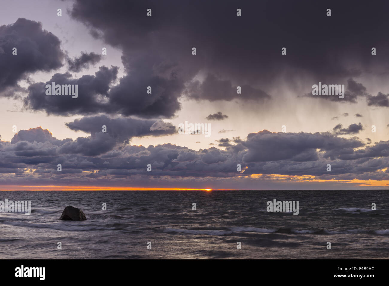sunset and rainfall, Baltic Sea, Gotland, Sweden Stock Photo - Alamy