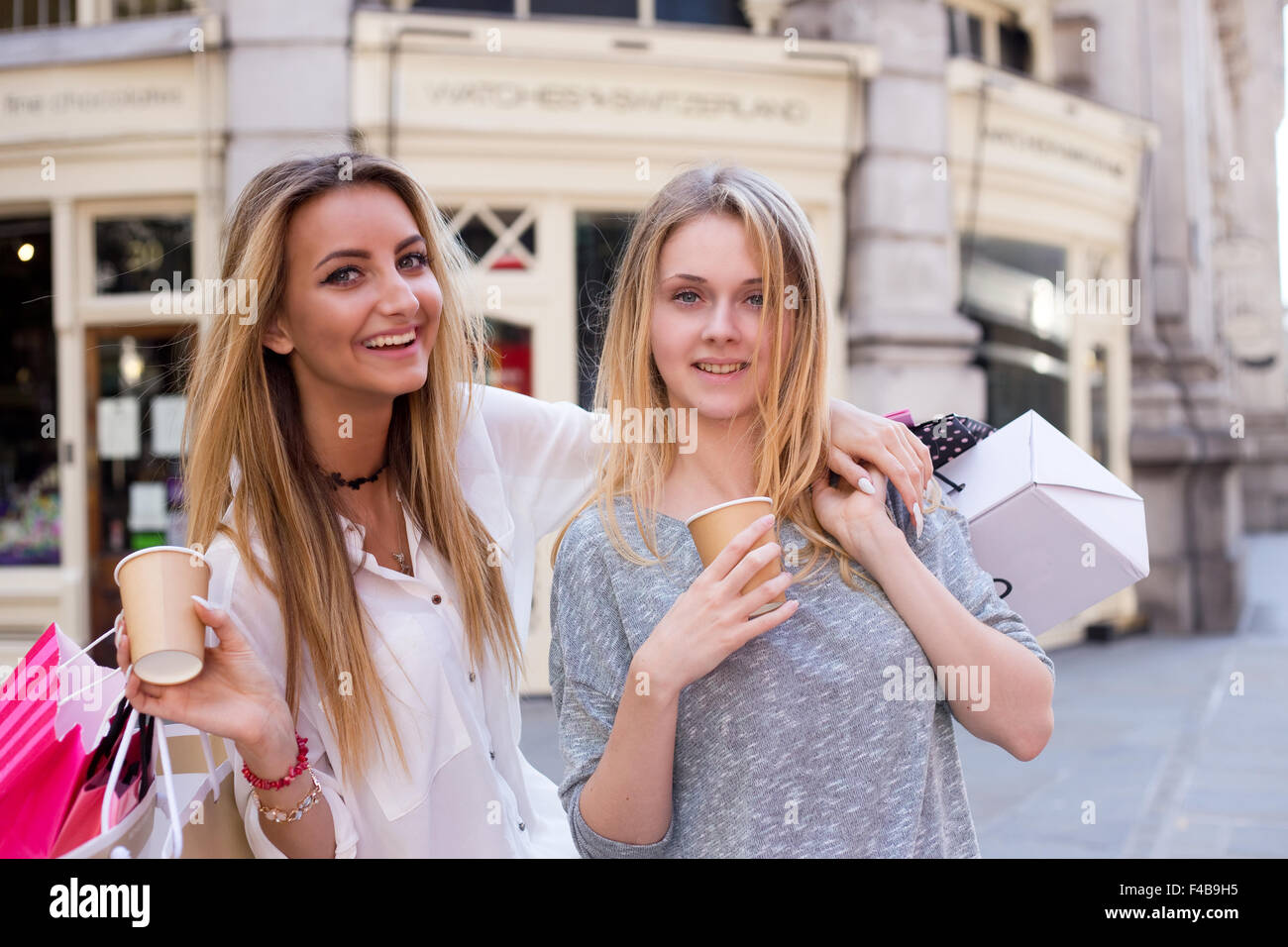 two young ladies enjoying their day together Stock Photo - Alamy