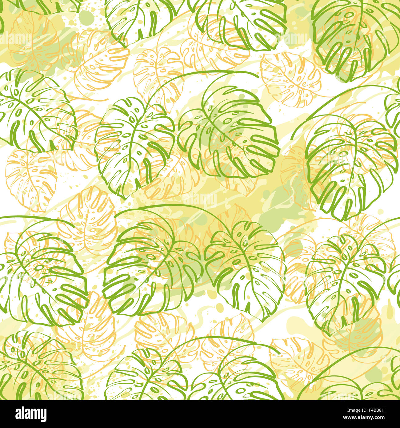 Seamless pattern, contour leaves Stock Photo - Alamy