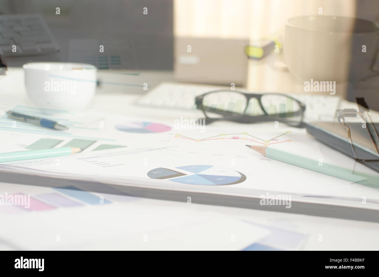 business chart and graph on the desk.concept Stock Photo - Alamy