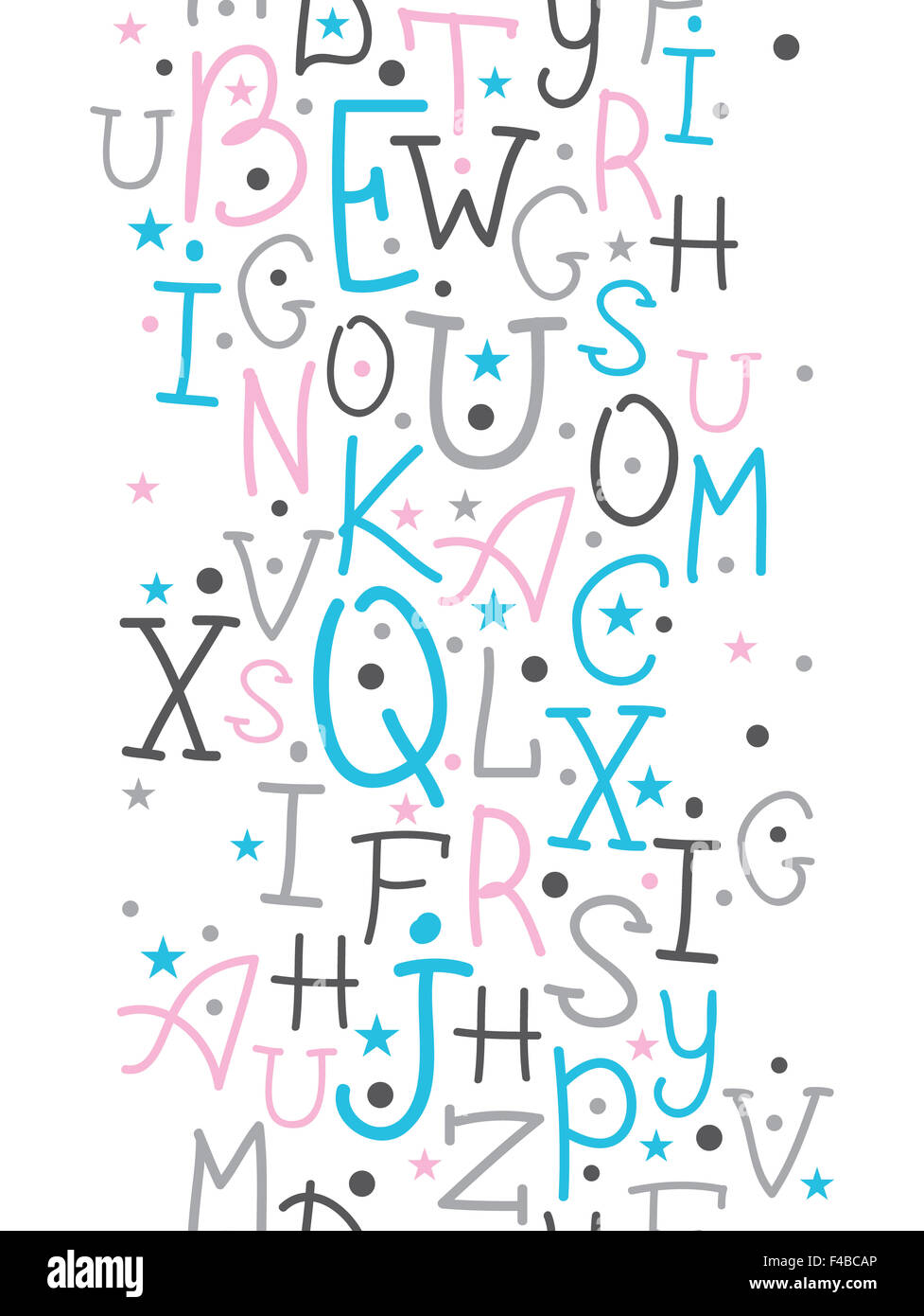 Colorful alphabet letters vertical border seamless pattern background ...
