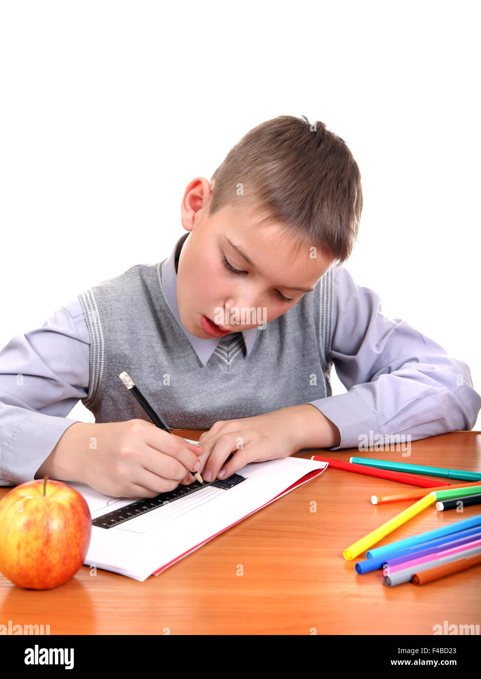 Boy is Drawing Stock Photo - Alamy