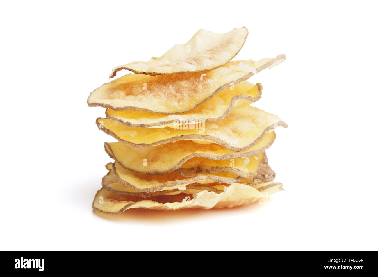 Stack of potato chips on a white background Stock Photo - Alamy