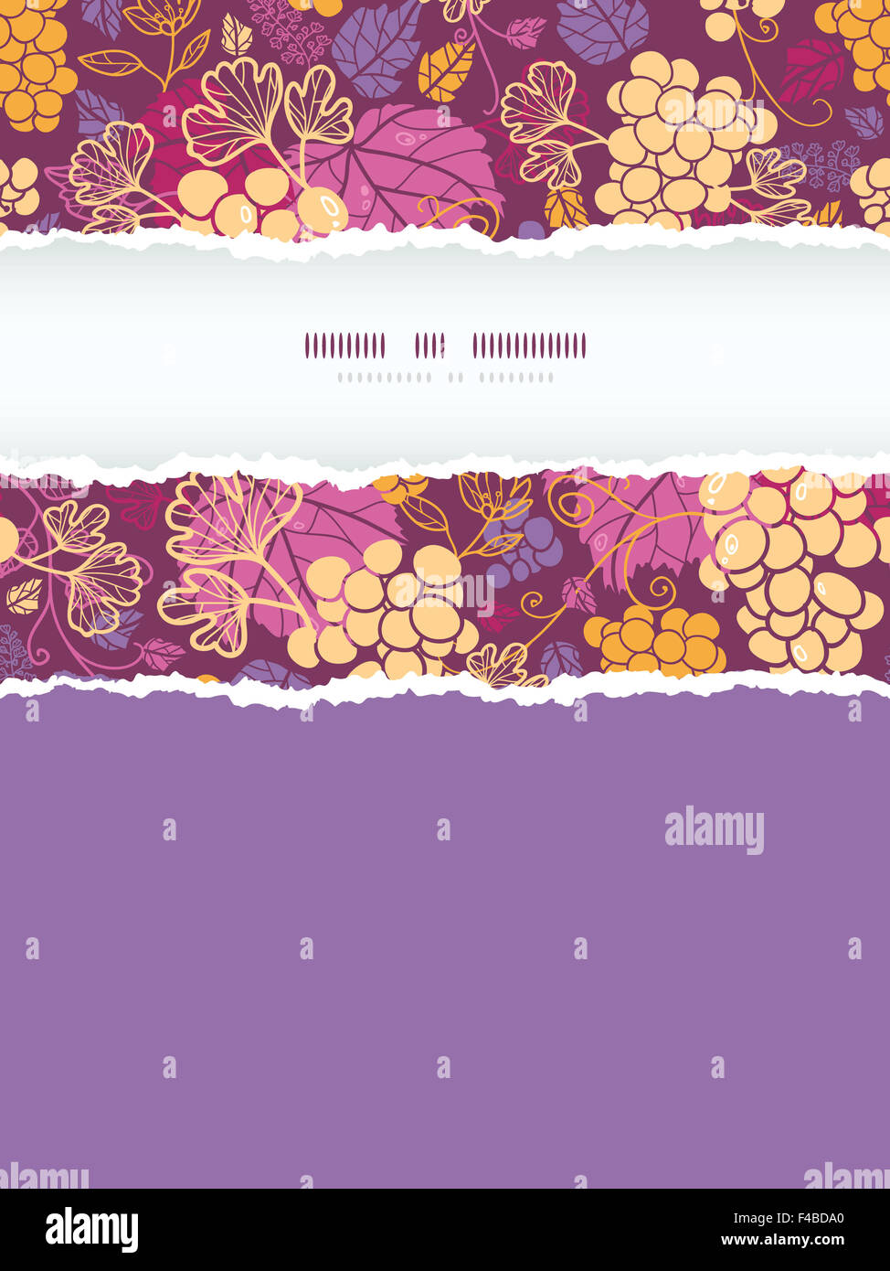 Sweet grape vines vertical torn frame seamless pattern background Stock Photo - Alamy
