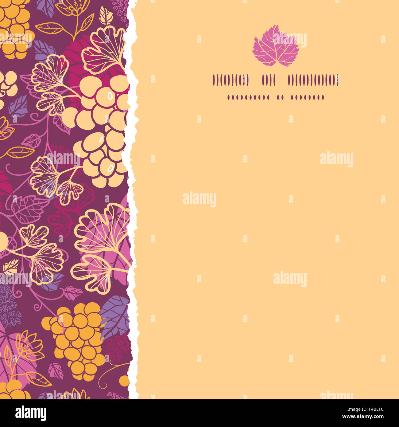 Sweet grape vines square torn border seamless pattern background Stock Photo - Alamy