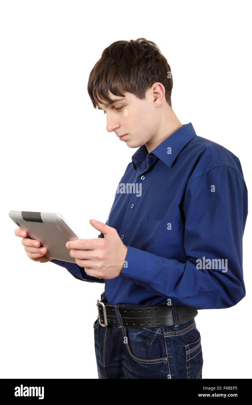 Serious young man using computer at hi-res stock photography and images ...