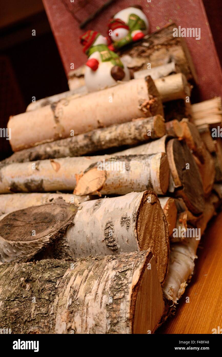 winter decoration with birch wood Stock Photo - Alamy