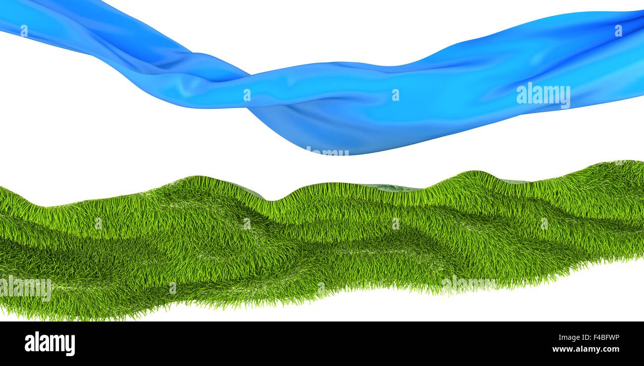 Color Cut Fabric and Grass Ribbons Waving Stock Photo - Alamy