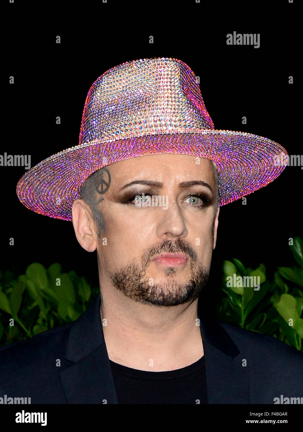Boy George arrives for a DJ set at Wall Nightclub Featuring: Boy George ...