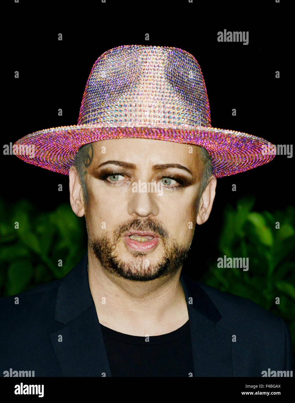 Boy George arrives for a DJ set at Wall Nightclub Featuring: Boy George ...