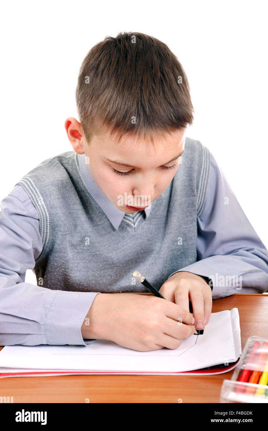Kid is drawing Stock Photo - Alamy
