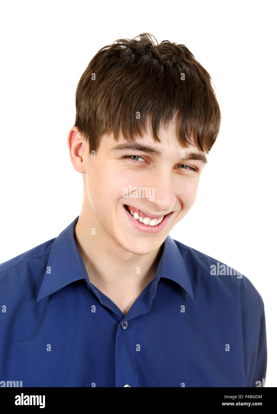 Caucasian teenager in blue shirt hi-res stock photography and images ...