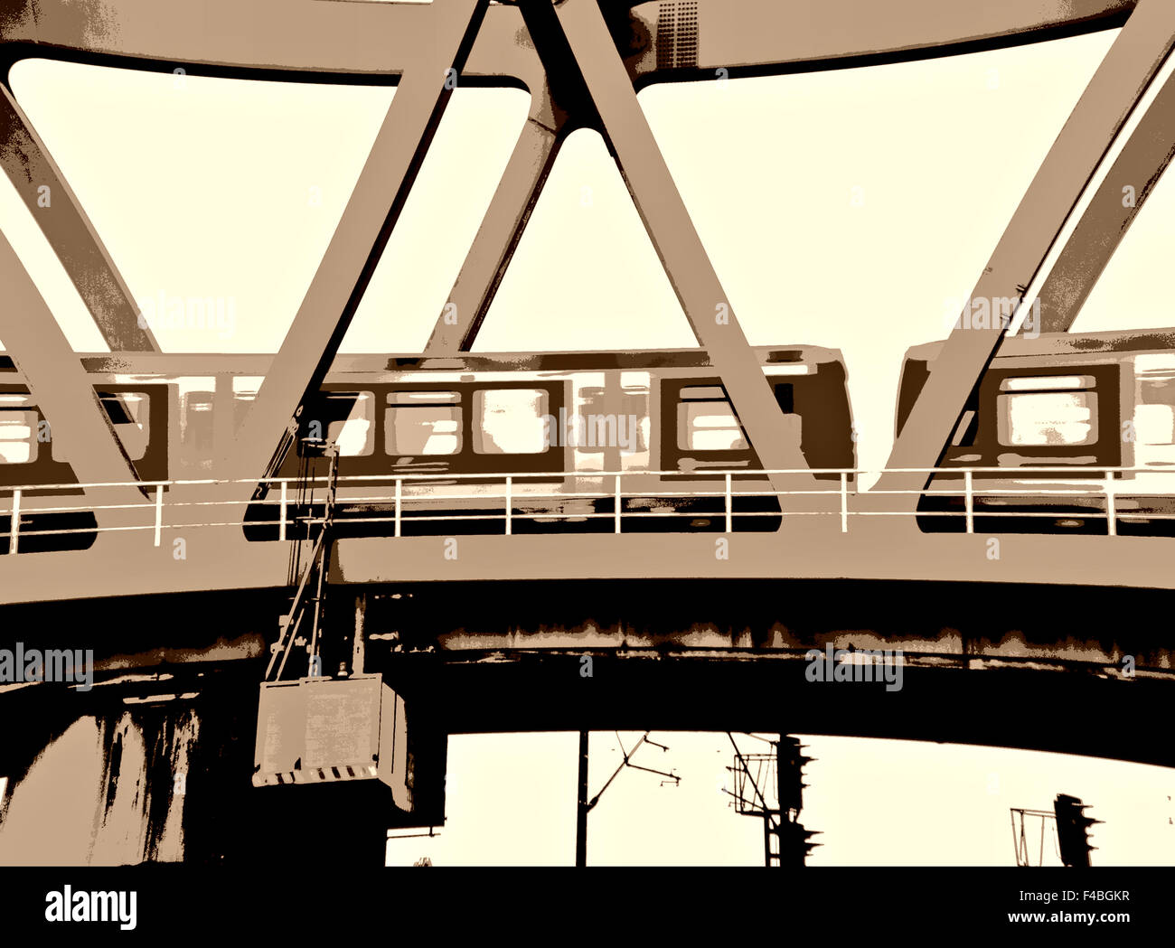 Subway on a railway bridge Stock Photo - Alamy