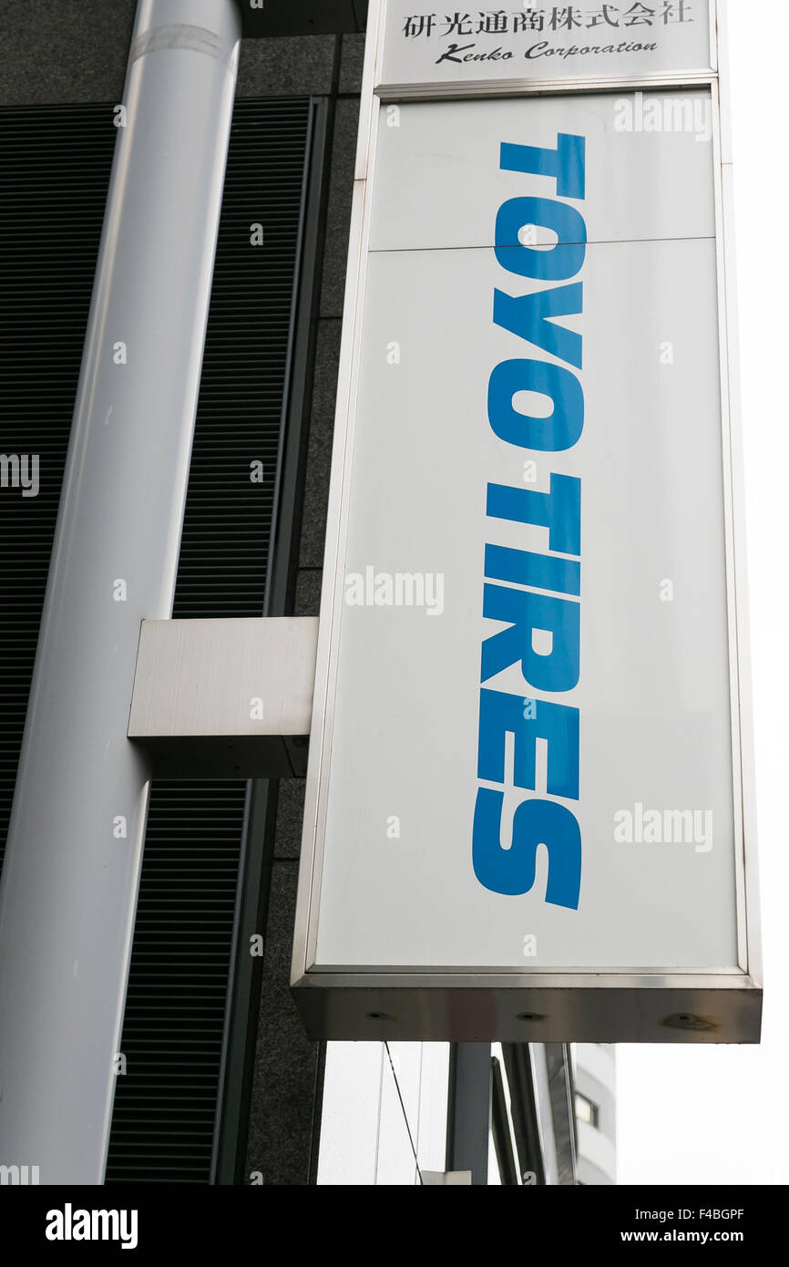 Toyo Tire signboard on display at the entrance of its building on ...
