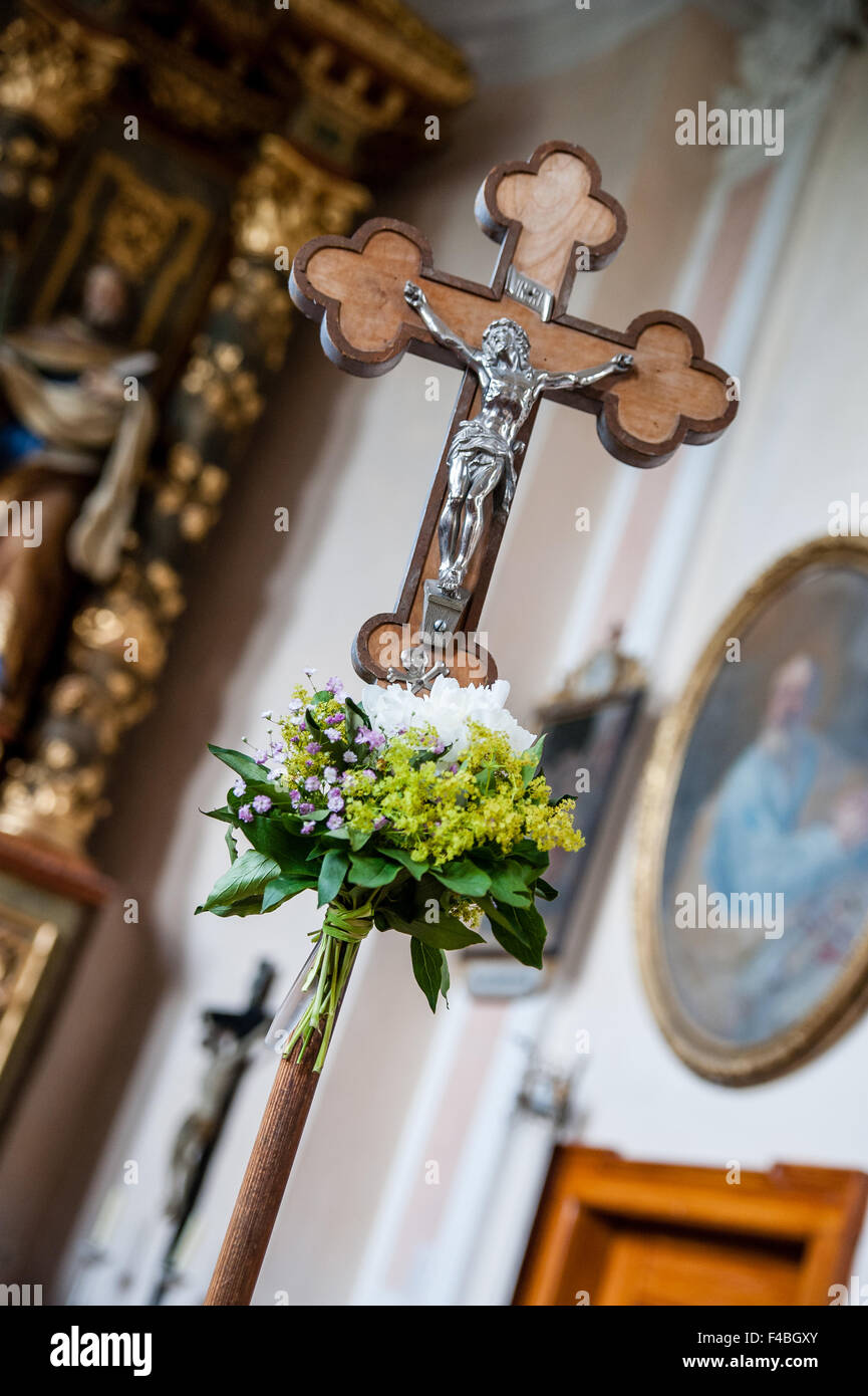 Decorated Cross in a Church Stock Photo - Alamy
