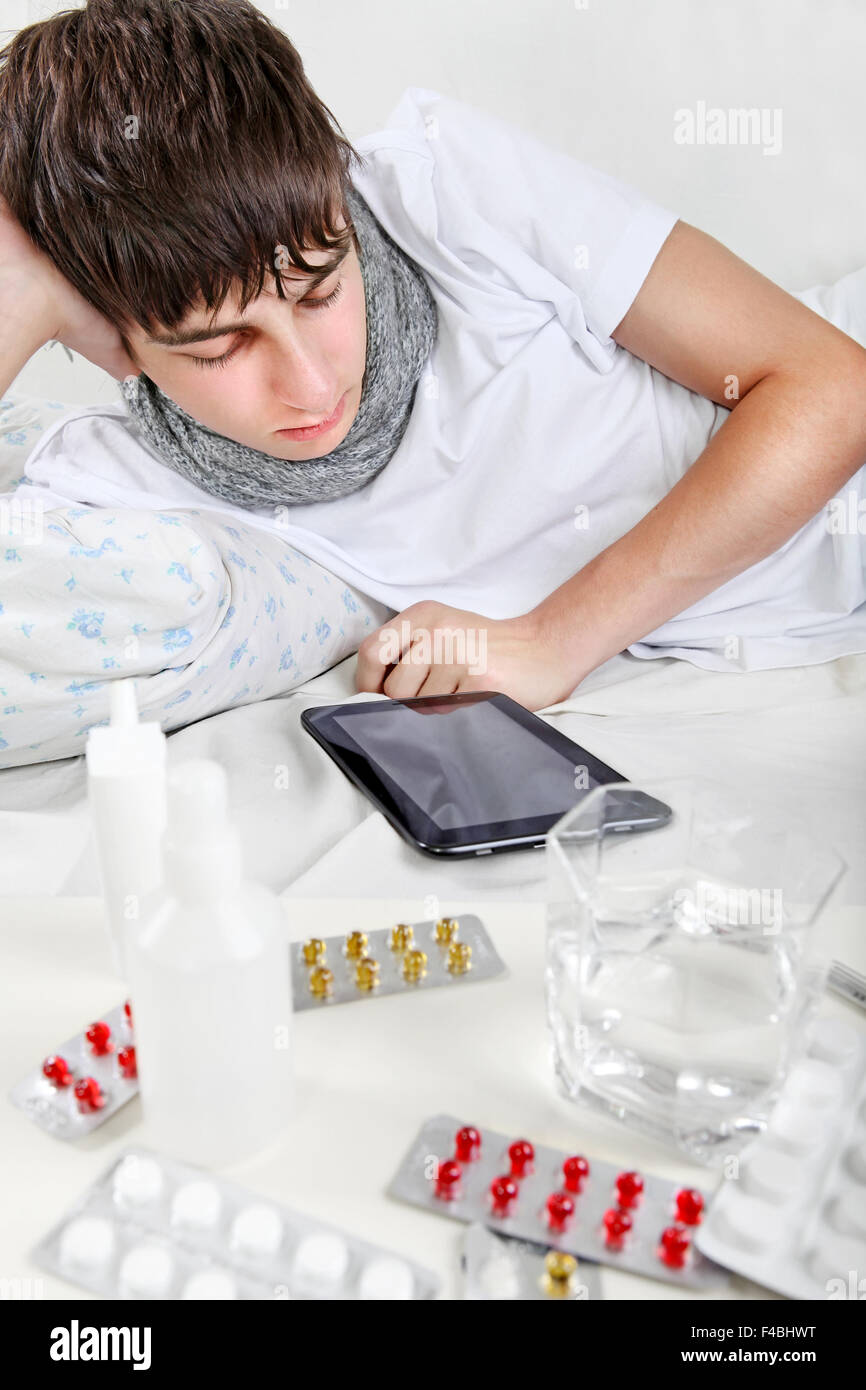Sick Young Man with Flu Stock Photo - Alamy