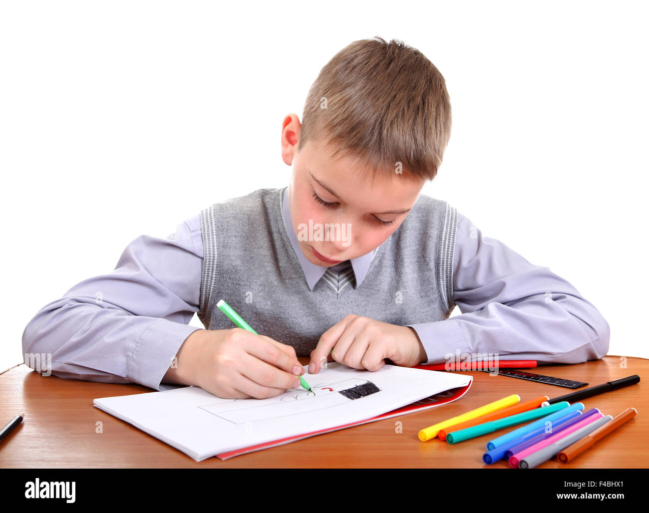 Kid is Drawing Stock Photo - Alamy