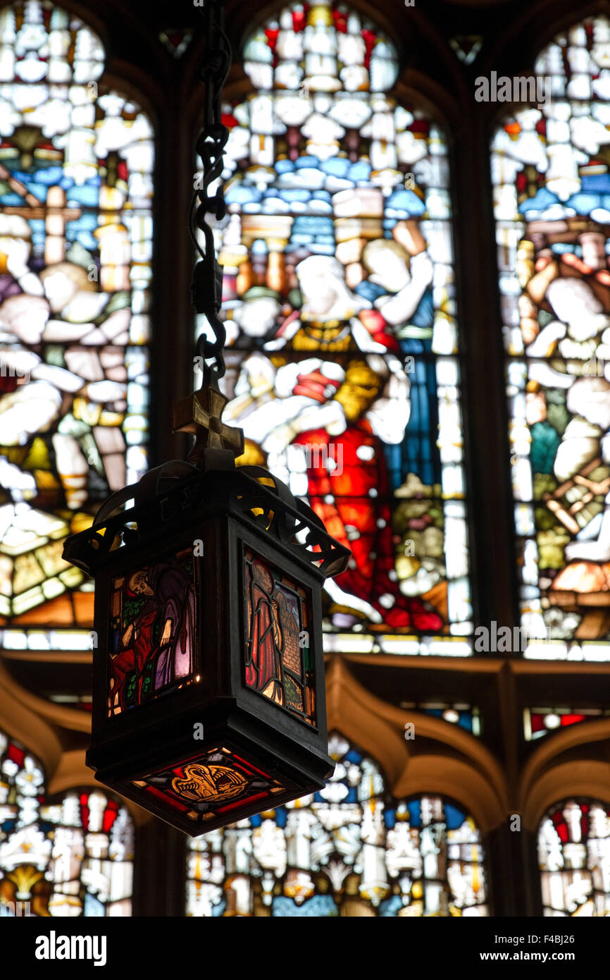 Lantern in St Giles’ Cathedral, Edinburgh, Scotland, with stained-glass ...