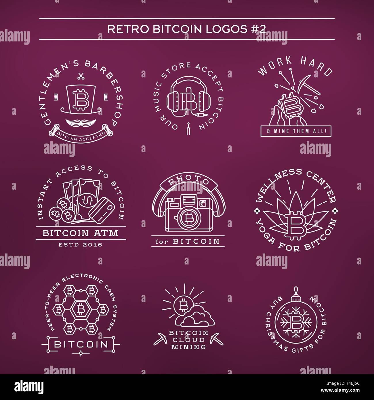 Bitcoin logo templates set. Cryptocurrency badge collection. Digital ...