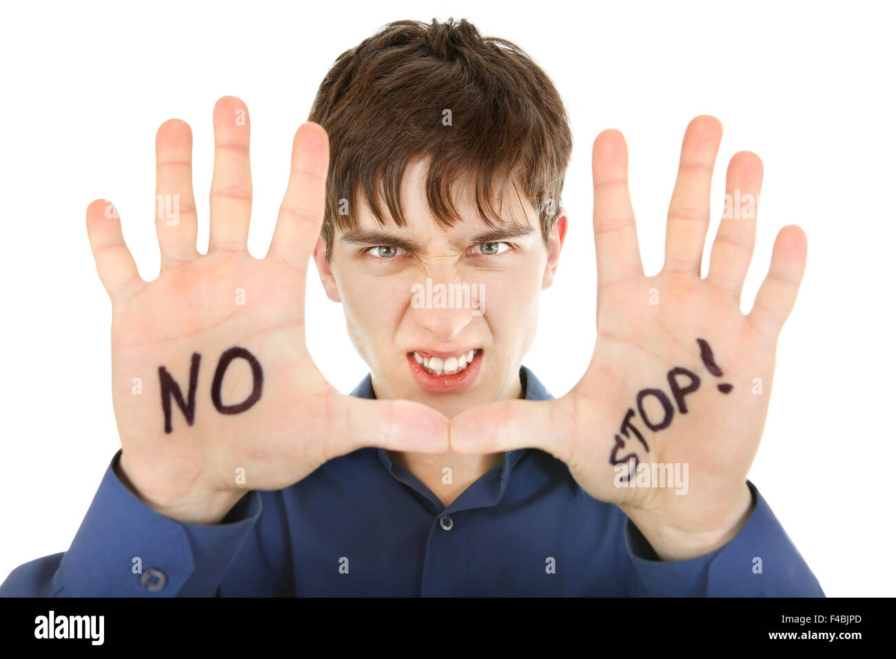 Teenager with Refusal gesture Stock Photo - Alamy