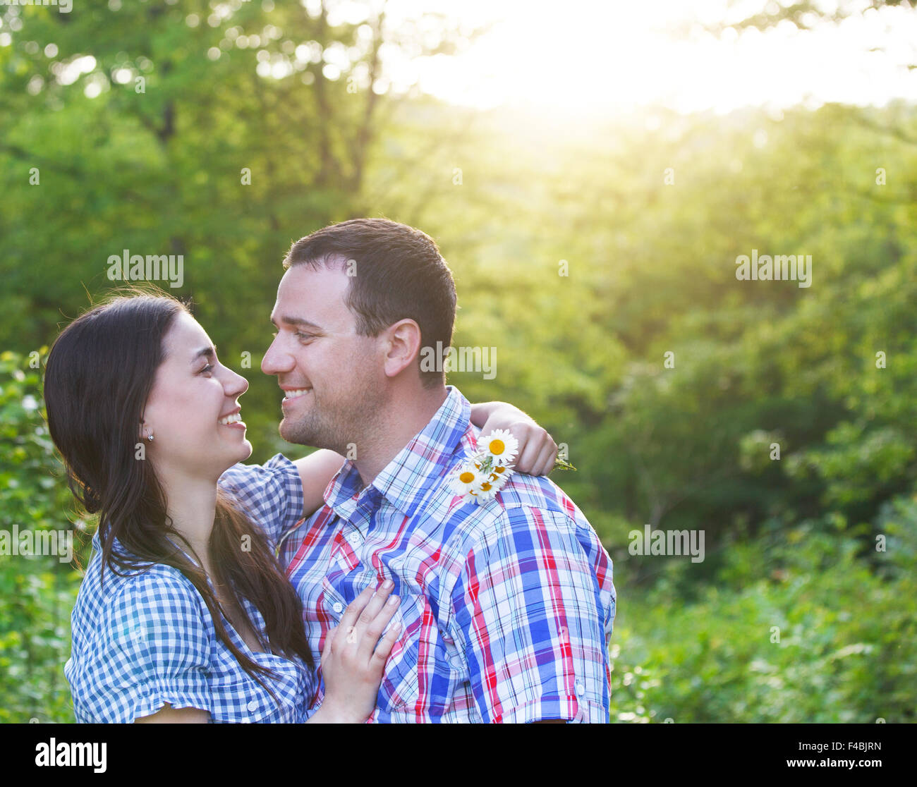 Young happy couple in love in spring day Stock Photo - Alamy