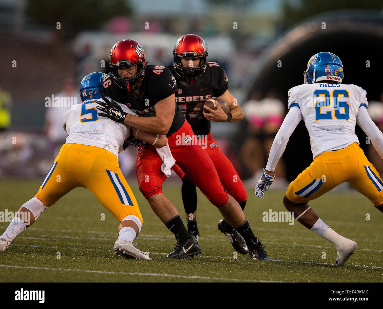 Las Vegas, NV, USA. 10th Oct, 2015. UNLV tight end (46) Jake Phillips ...
