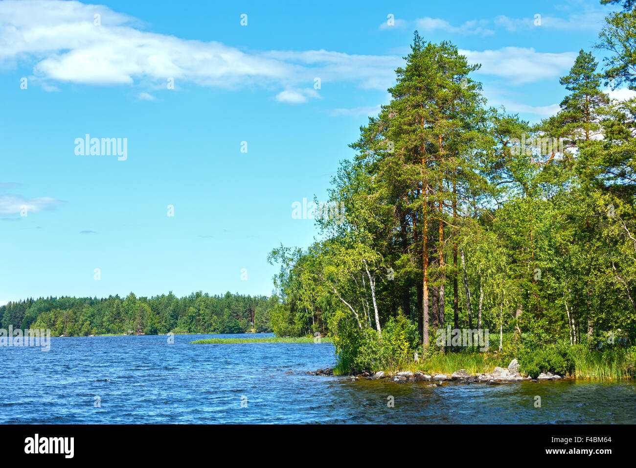 Lake Ruotsalainen summer view (Finland Stock Photo - Alamy