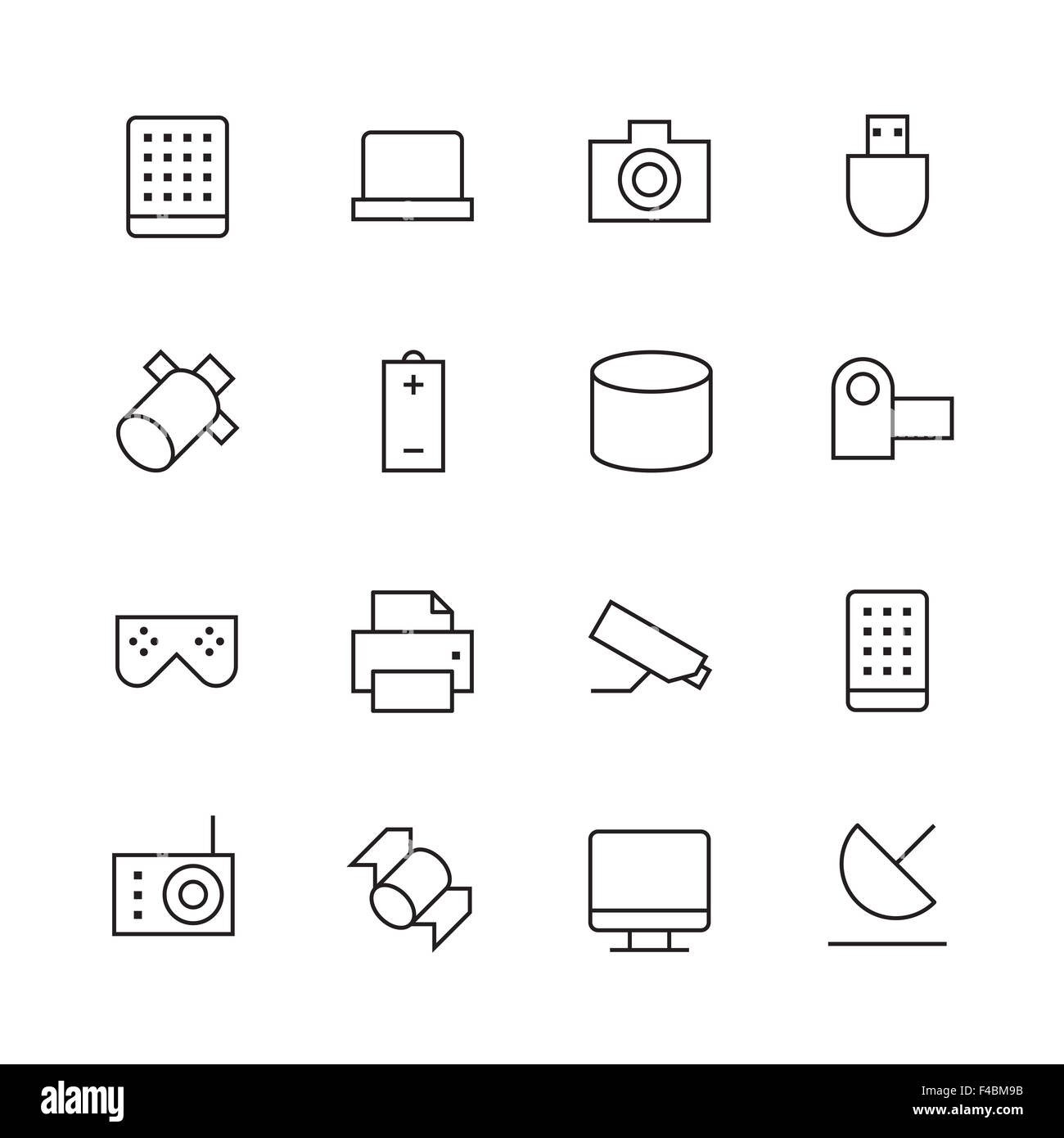 Thin line web icons Black and White Stock Photos & Images - Alamy