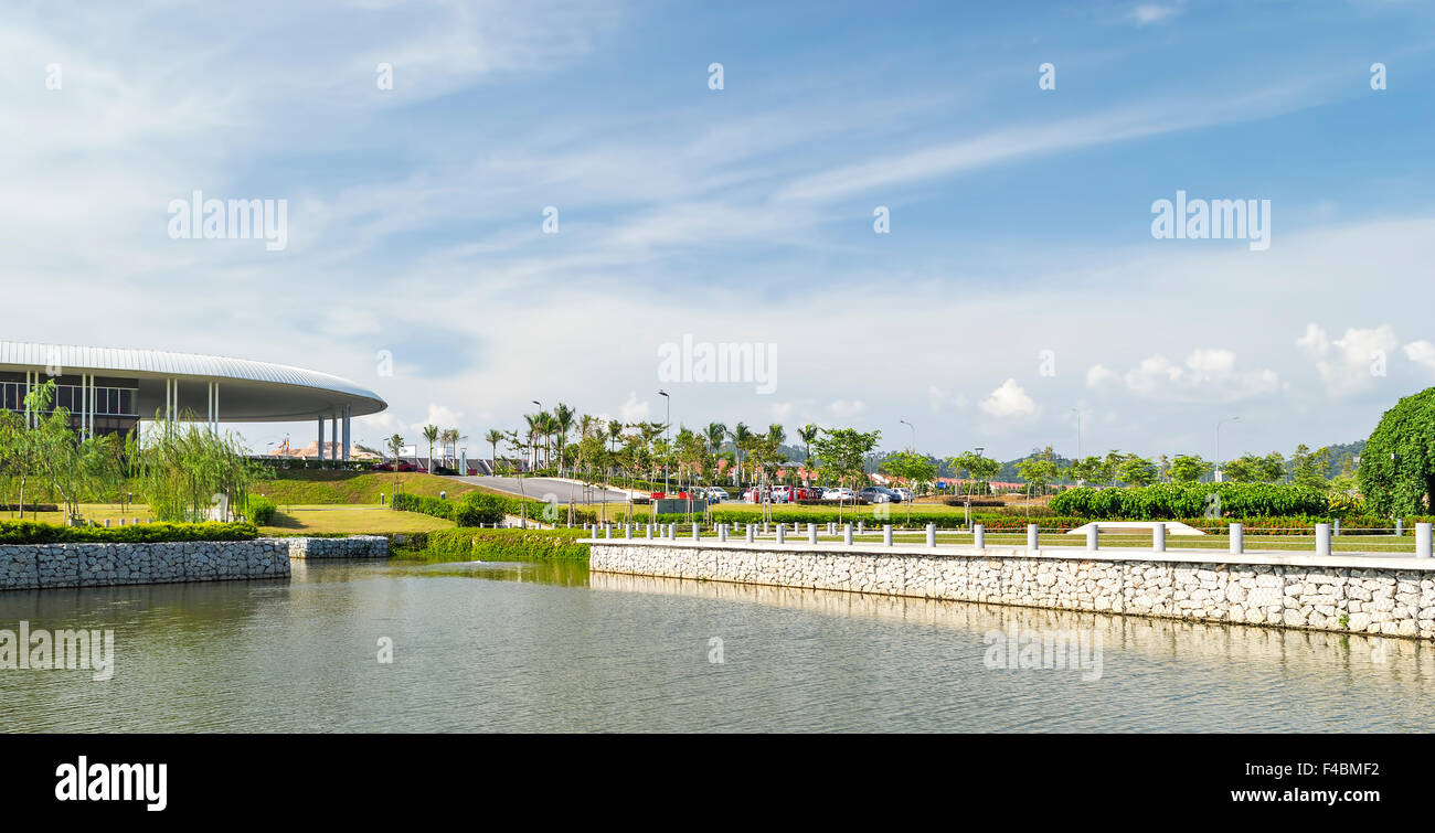 Nice garden park with blue skies Stock Photo - Alamy