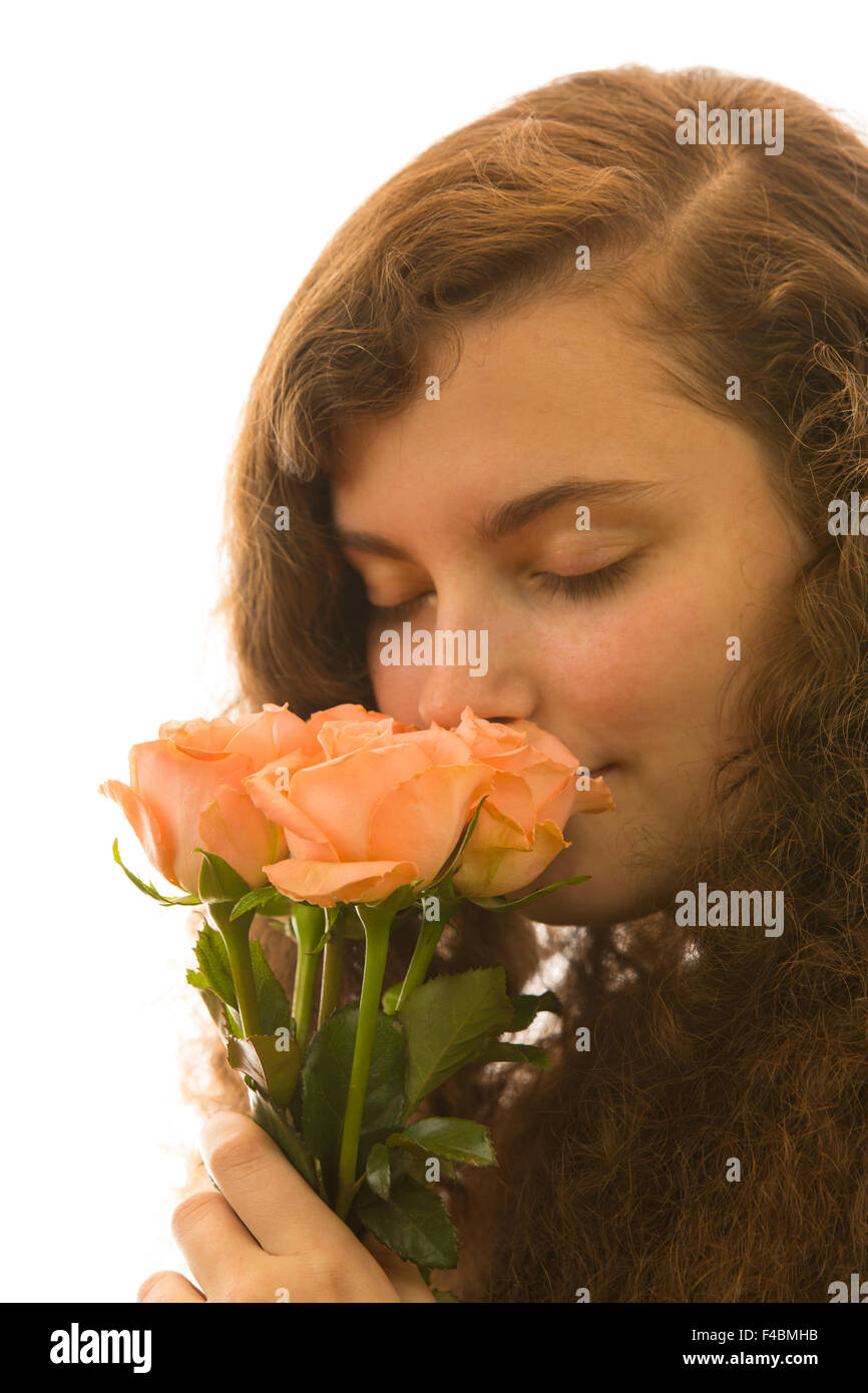 Girl with roses hi-res stock photography and images - Alamy