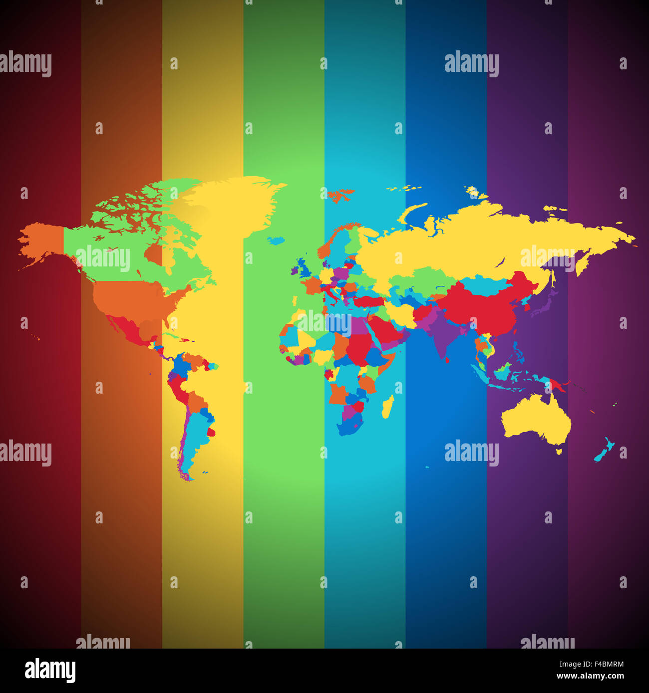 Multicolored World map Stock Photo - Alamy
