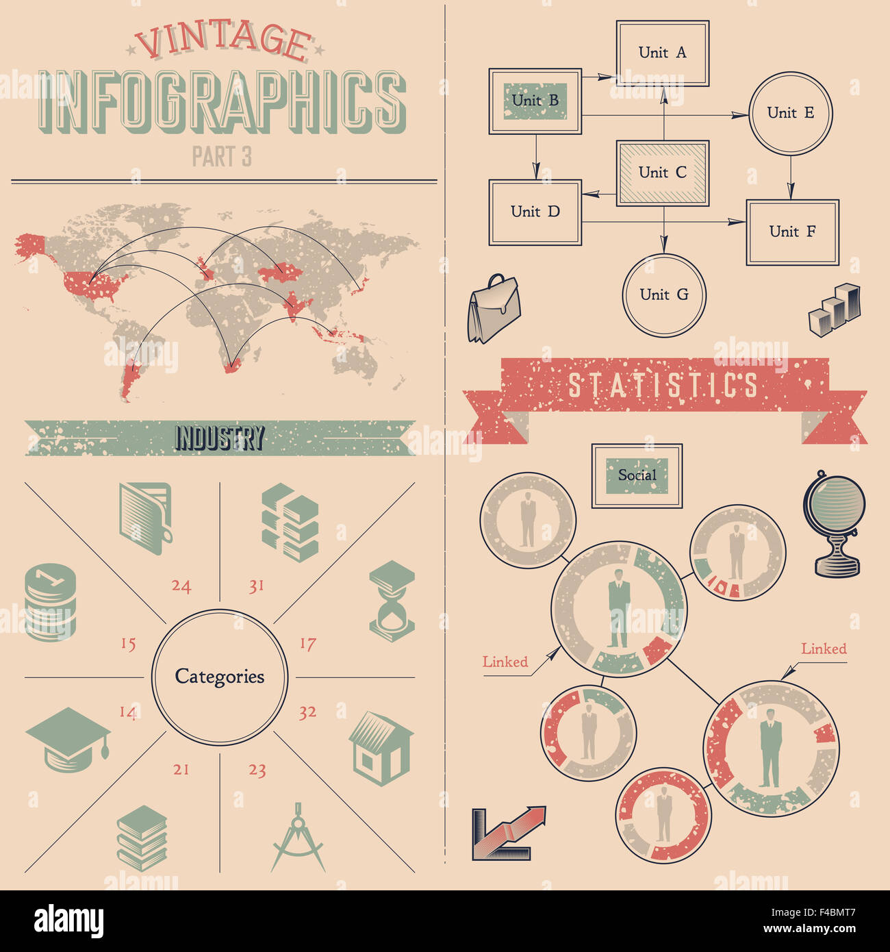 Vintage infographics design elements Stock Photo - Alamy