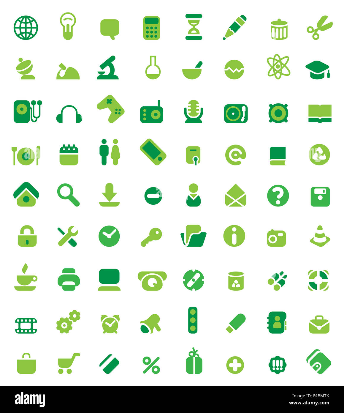Set of green icons Stock Photo - Alamy